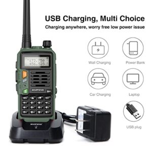 Green Baofeng UV-S9X3 5W Tri-Band Radio (UV-5R 3rd Gen) USB Charger Rechargeable Walkie Talkies Long Range Two Way Radio