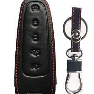 KAWIHEN Leather Key Fob Case Compatible with Ford Lincoln C-Max Edge Escape Expedition Explorer Flex Focus Taurus MKS MKT MKX M3N5WY8609 7812A-5WY8609 164-R8092