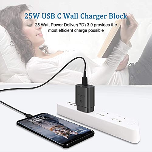 Samsung Super Fast Charging,25W USB C Wall Charger Block with 5FT Type C Cable Compatible Samsung Galaxy S23/S23+/S23Ultra/S22/S22+/S22Ultra/S21/S21+/S20/S20+/S10/S10e/S9/Note 20/Note 10/Note 9/Note8