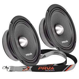 prv audio 2x 6mr250b-4 slim midrange 6.5″ shallow bullet speakers 250 watts 4 ohm, slim mount car audio bullet loudspeaker compact for doors with 1 exclusive lanyard (2 speakers)