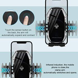 Wireless Car Charger,10W Qi Fast Charging Auto-Clamping Car Phone Mount Air Vent Phone Holder Compatible with iPhone 13/12/12Pro/SE/11/11Pro/11ProMax/XSMax/XS/XR,Samsung S10/S9/S8/Note10