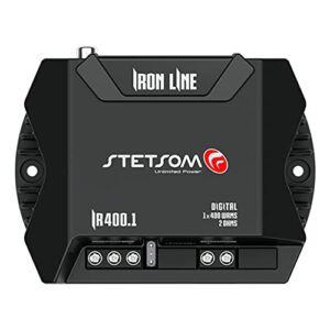 stetsom ir 400.1 2 ohms compact digital mono amplifier, iron line, 400 watts rms 400×1, 2Ω stable, monoblock digital car audio amp ts, full-range sound quality, crossover