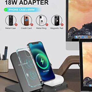 Wireless Charging Station, 3 in 1 Wireless Charger, 18W Fast Charger Stand for iPhone 13/12/11/Pro/Max/XR/XS/X, Apple Watch 7/6/SE/5/4/3/2/1, AirPods Pro/3/2, Adapter and Cable Included