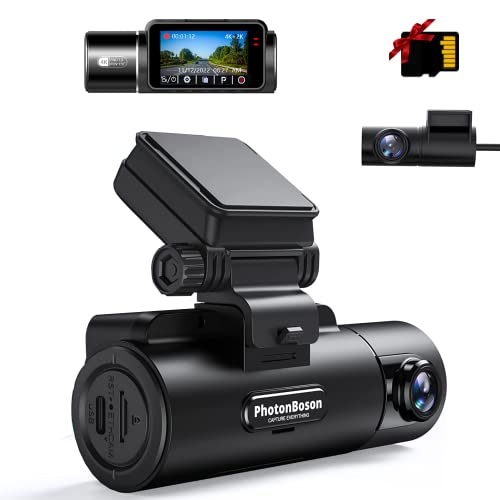 4K Dual Dash Cam Front and Rear 4K+2K, GPS, Dash Camera for Cars with 2.2 Inches IPS Screen, Car Camera Driving Recorder with Night Vision, 170° Wide Angle, Parking Mode, SD Card Included