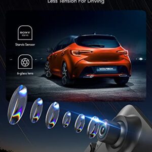 WOLFBOX G840H 2.5K Mirror Dash Cam,12'' Mirror Dash Cam Front and Rear,1080P Rear View Mirror Camera,Dual Dash Camera for Cars with 32GB TF Card & GPS,Super Night Vision,Parking Monitoring