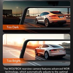 WOLFBOX G840H 2.5K Mirror Dash Cam,12'' Mirror Dash Cam Front and Rear,1080P Rear View Mirror Camera,Dual Dash Camera for Cars with 32GB TF Card & GPS,Super Night Vision,Parking Monitoring