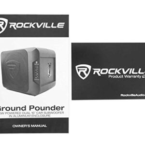 Rockville Ground Pounder 800 Watt Powered Dual 10" Loaded Car Subwoofer+Amp Kit