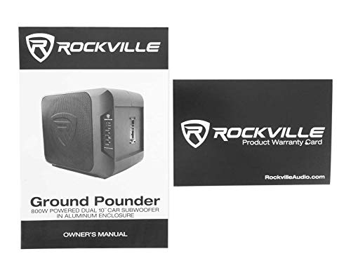 Rockville Ground Pounder 800 Watt Powered Dual 10" Loaded Car Subwoofer+Amp Kit