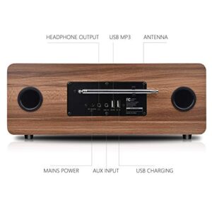 LEMEGA MSY5 CD Player,FM Digital Radio,Internet Radio,Spotify Connect,Bluetooth Speaker,Stereo Sound,USB Charging,Clock Alarms,Remote&App Control – Walnut Finish