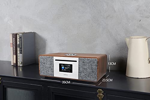 LEMEGA MSY5 CD Player,FM Digital Radio,Internet Radio,Spotify Connect,Bluetooth Speaker,Stereo Sound,USB Charging,Clock Alarms,Remote&App Control – Walnut Finish