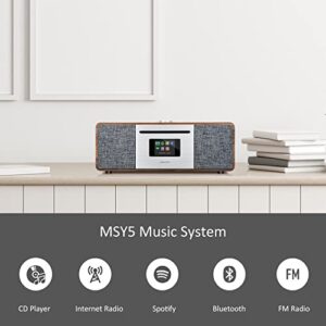 LEMEGA MSY5 CD Player,FM Digital Radio,Internet Radio,Spotify Connect,Bluetooth Speaker,Stereo Sound,USB Charging,Clock Alarms,Remote&App Control – Walnut Finish