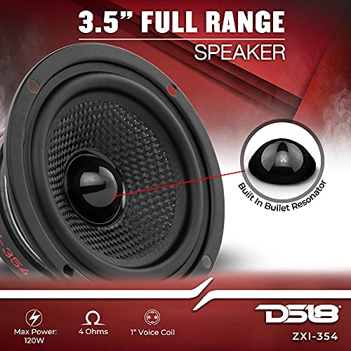 DS18 ZXI-354 3.5" Full Range Car Audio Speaker Upgrade with Kevlar Cone 120 Watts 4 Ohm Horn Woofer - Pair of 3.5 Speakers (2 Speakers)