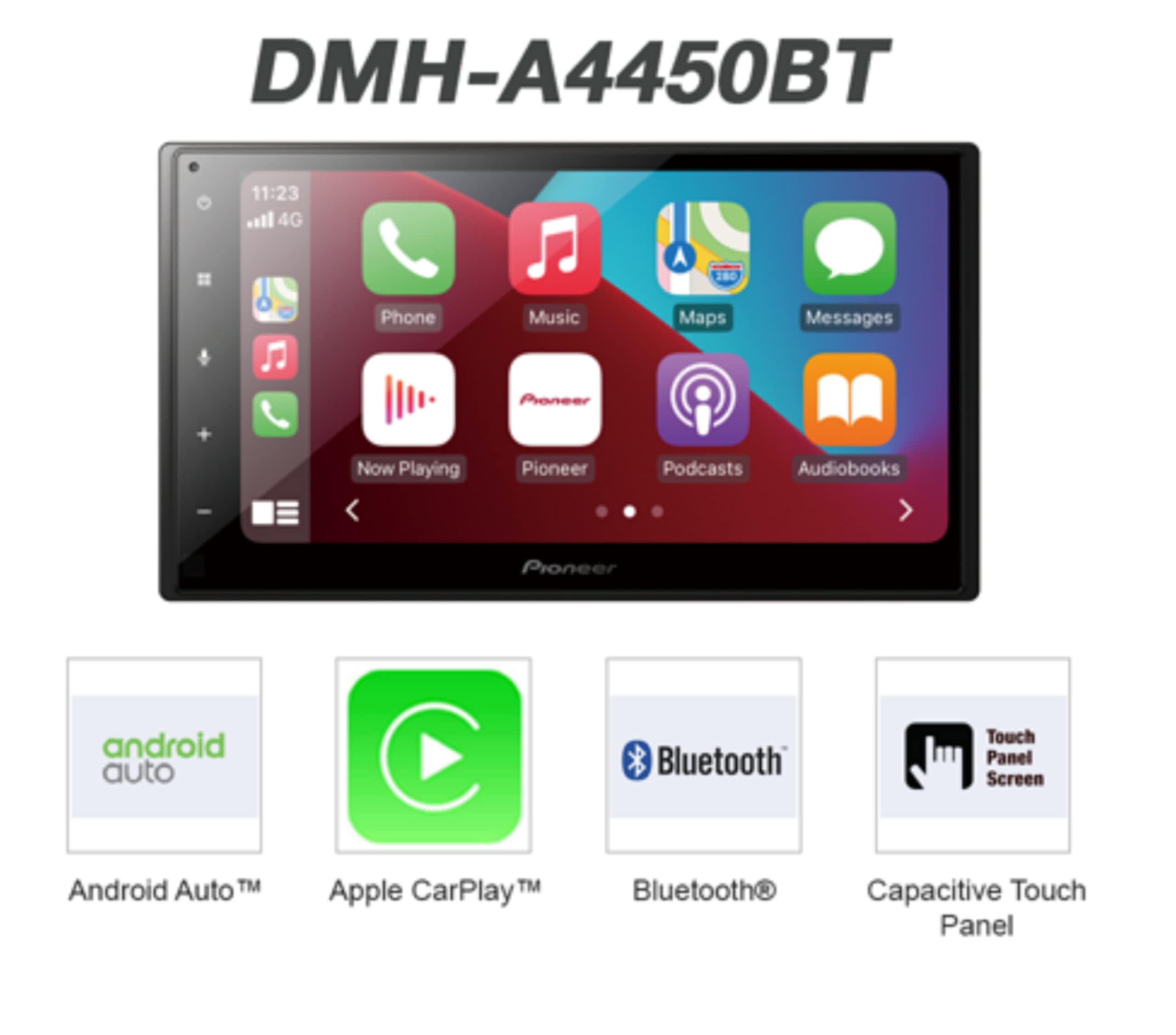 Pioneer DMH-Z5150BT 7" WVGA Display, Apple CarPlay, Android Auto, Built-in Bluetooth, AppRadio Mode, Pandora, Spotify, MIXTRAX, USB/AUX Digital Multimedia Video Receiver / FREE ALPHASONIK EARBUDS