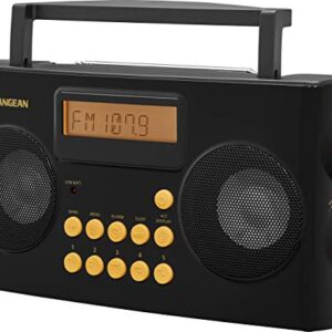 Sangean PR-D17 AM/FM-RDS Portable Radio Specially Designed for The Visually Impaired with Helpful Guided Voice Prompts, Black, 10 Station Presets (5 AM, 5 FM), Stereo/Mono Switch, Alarm Timer