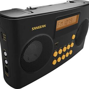 Sangean PR-D17 AM/FM-RDS Portable Radio Specially Designed for The Visually Impaired with Helpful Guided Voice Prompts, Black, 10 Station Presets (5 AM, 5 FM), Stereo/Mono Switch, Alarm Timer