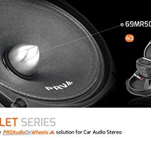 PRV AUDIO 69MR500-4 Bullet, 6x9 Inch Midrange Speaker 4 Ohms, 250 Watts RMS Power, 500 Watts Program Power, Loudspeaker for Pro Car Audio (Single)