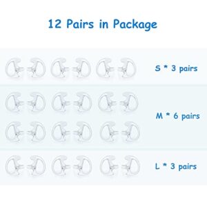 Replacement Earmold Earpiece Earbud Earplug Ear Mold for Walkie Talkie Acoustic Tube Earpiece,Soft Silicone Earmould Replacement Earpiece Insert for Two Way Radio Air Acoustic Headset (Pair of 12)