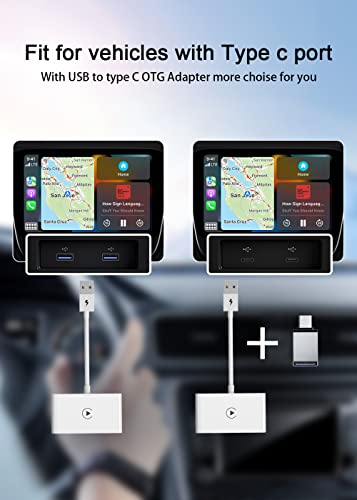 Wireless CarPlay Adapter,CarPlay Dongle for OEM Wired CarPlay Cars, Convert Wired to Wireless CarPlay, Support Online Update Plug & Play Easy Use Fit for Cars from 2015 & iPhone