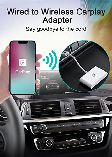 Wireless CarPlay Adapter,CarPlay Dongle for OEM Wired CarPlay Cars, Convert Wired to Wireless CarPlay, Support Online Update Plug & Play Easy Use Fit for Cars from 2015 & iPhone