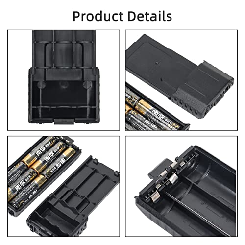 6xAA Battery Case Shell for Portable Baofeng UV-5R UV-5RA BF-F8HP UV-5R+,UV-5R+ Plus BF-F9 UV-5RTP Series Rechargeable Extended Baofeng Accessories Battery Two Way Transceiver Walkie Talkie