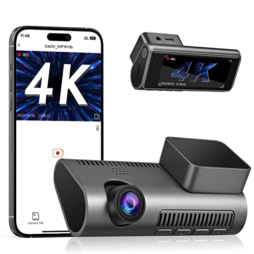 Dash Cam 4K WiFi Ultra HD 2160P Dash Camera for Cars, Car Camera, Dashcams for Cars with Night Vision, 24 Hours Parking Mode, Loop Recording, G-Sensor, APP, Support 256GB Max