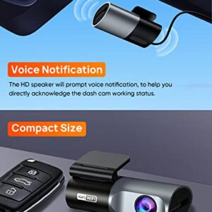 Dash Cam 4K WiFi 2160P Dash Camera for Cars, Car Camera Dash Cam Front Recorder, Dashcam for Cars with App, 24 Hours Parking Mode, G-Sensor, Night Vision, Loop Recording, Support 256GB Max