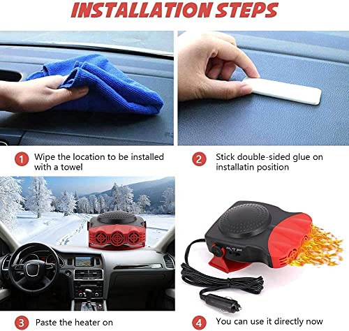 Car Heater 12V Fast Heating Defrost Defogger, That Plug into Cigarette Lighter Portable Automobile Heater Electronic Vehicle Heater Handheld Windscreen Fan 2 in 1 for All Cars