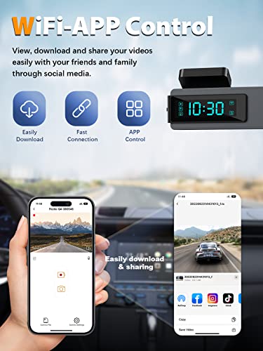 Dual Dash Cam 2K+1080P Front and Rear, Built-in WiFi, 4K Single Front Dash Camera for Cars, Car Camera, Dashcams for Cars with Night Vision, 24 Hours Parking Monitor, Loop Recording, Support 256GB Max