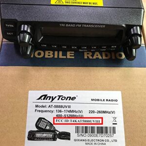 Anytone 5888UV III Tri-Band FM Transceiver Tri-Band Mobile Radio with Free Cable