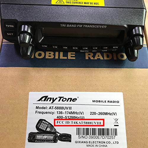 Anytone 5888UV III Tri-Band FM Transceiver Tri-Band Mobile Radio with Free Cable