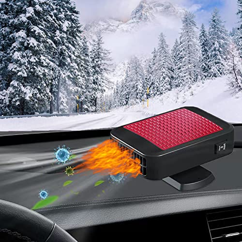 Car Heater Fan, 12V 200W Fast Heating Defrost Defogger 360 °Rotatable 2 in 1 Fast Heating & Cooling Function Defrosting Electric Heater Fan with Cigarette Lighter Plug