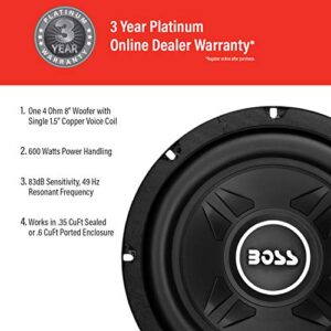 BOSS Audio Systems CXX8 8 Inch Car Subwoofer - 600 Watts Maximum Power, Single 4 Ohm Voice Coil, Easy Mounting, Sold Individually