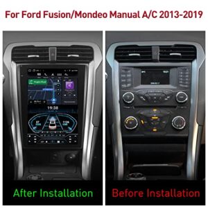 Car Radio Stereo for Ford Fusion Mondeo 2013 to 2019 Android 10.0 T-Style Head Unit Navigation 12.1 Inch IPS Touchscreen Build in Wireless Carplay Bluetooth WiFi Support DSP Sirius (Manual)