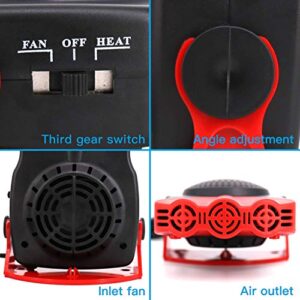 Car Heater, Portable 12V 150W Car Fan 2 in 1 Fast Heating & Cooling with Air Purification Function Plug-in Cigarette Lighter Car Defroster(Red)