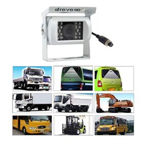 4Pin Car Vehicle Backup Rear View Reversing Parking Night Vision Camera for Truck Lorry Pickup Bus Vehicle Motorhome Caravans Camping 4 Pin Connector Plug Waterproof Shockproof 12V/24V White