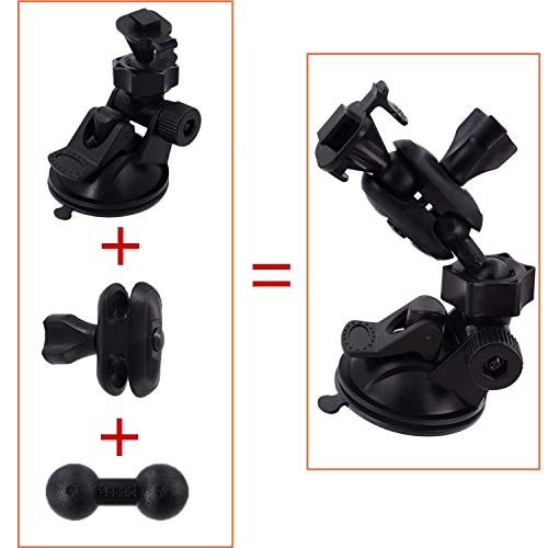 iSaddle Dash Cam Suction Mount - Windshield & Dashboard Suction Cup Mount Holder/w Various Joints for Yi/Rexing/Falcon/Old Shark/VANTRUE/KDLINKS/WheelWitness/.(99% On-Dash Cameras Suitable)