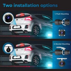 AutoSky Reverse Backup Camera HD Wide View Angle Universal Car Front Side Rear View Camera - 2 Installation Option - Removable Parking Lines - Mirror or Non-Mirror Image