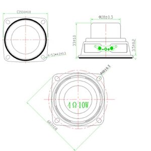 ADUCI 2PCS 2 Inch 4Ohm 10W Subwoofer Multimedia W Fixed Hole Home Audio Sound Speaker DIY 53mm Deep Bass Magnetic Loudspeaker (Size : 2pcs)