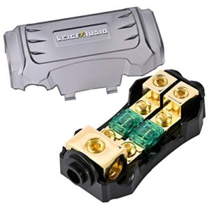 leigesaudio copper 0/4 gauge to 4/8 gauge 60 amp mini anl 2 way fuse holder distribution block