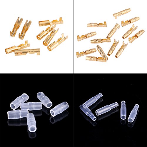 VGEBY 40Pcs 3.5mm Brass Male Female Bullet Terminals Wire Connector with Insulation Covers for Car Truck Motorcycle Bullet Connectors 3.5 Mm