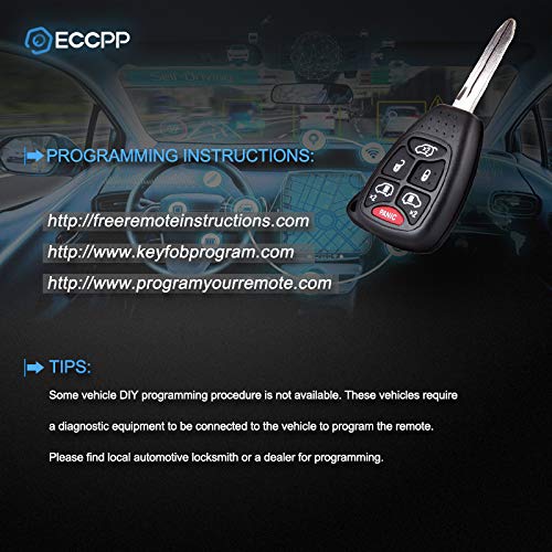 ECCPP Keyless Entry Remote Key Fob 2PCS Uncut 315MHz Replacement fit for 2004 2005 2006 2007 for Chrysler Town & Country for Dodge for Grand for Caravan for Dodge for Caravan M3N5WY72XX