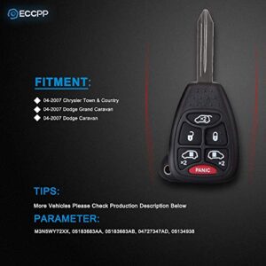 ECCPP Keyless Entry Remote Key Fob 2PCS Uncut 315MHz Replacement fit for 2004 2005 2006 2007 for Chrysler Town & Country for Dodge for Grand for Caravan for Dodge for Caravan M3N5WY72XX