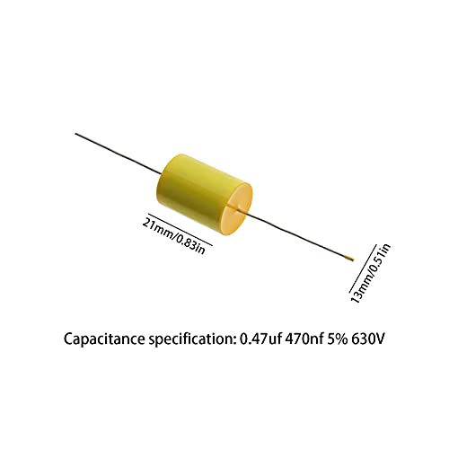 Axial Metallised Polypropylene Film Capacitor 0.47uF 470nF ±5% 630V Rated with Long Lead for Radio Amplifier Pack of 20