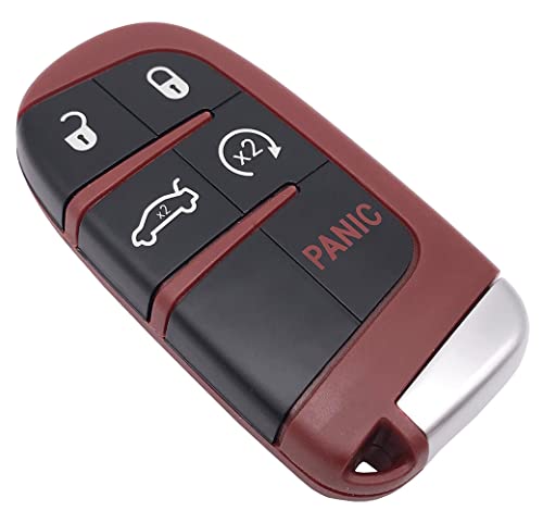 vurbemes Keyless Entry Replacement Key Fob Cover Case fit for Dodge Charger Challenger Dart Durango Journey Jeep Grand Cherokee Chrysler 300 Smart Remote Key Fob (Red)