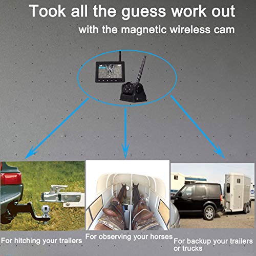 Magnetic Wireless Backup Camera Hitch with 7" IPS Monitor - HD 720P Camera Built-in Rechargeable Long Life Battery Powered Backup Rear View Portable for Hooking Horse Trailer/Rv/5th Wheels/Boats