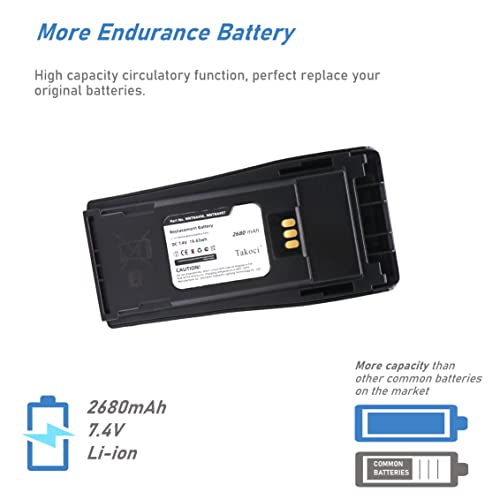 (2Pack) TAKOCI Replacement Battery for Motorola CP200 CP200XLS CP200D CP150 CP140 CP160 CP170 CP180 NNTN4496 A AR NTN4497 AR 2680mAh/7.4V