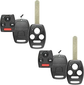 discount keyless replacement uncut key shell and gut case and pad compatible with honda civic accord pilot kr55wk49308, mlbhlik-1t, n5f-s0084a (2 pack)