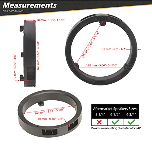 Scosche Select 2007-Up Mitsubishi Lancer & Outlander or 2014-Up Mitsubishi Mirage 6.5” - 6.75” Speaker Adapters (1 Pair) SAMI651