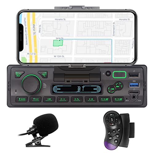 LXKLSZ Car Stereo with Bluetooth Single Din with APP Control MP3 Player Support Hands-Free Calls/USB/FM/AM/TF/AUX-in/EQ Set, Car Radio Receivers with Phone Holder External MIC SWC Remote