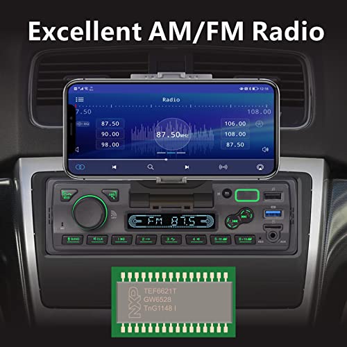 LXKLSZ Car Stereo with Bluetooth Single Din with APP Control MP3 Player Support Hands-Free Calls/USB/FM/AM/TF/AUX-in/EQ Set, Car Radio Receivers with Phone Holder External MIC SWC Remote